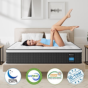 Full Size Mattress,10 Inch Hybrid Full Mattress in a Box with Memory Foam & Individual Pocket Spring for Motion Isolation, Edge Support, Soft and Comfortable, Pressure Relief, Medium Firm CertiPUR-US