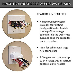 On-Q WP9002BK Cable Access Strap with Wallplate, Double Gang, Black