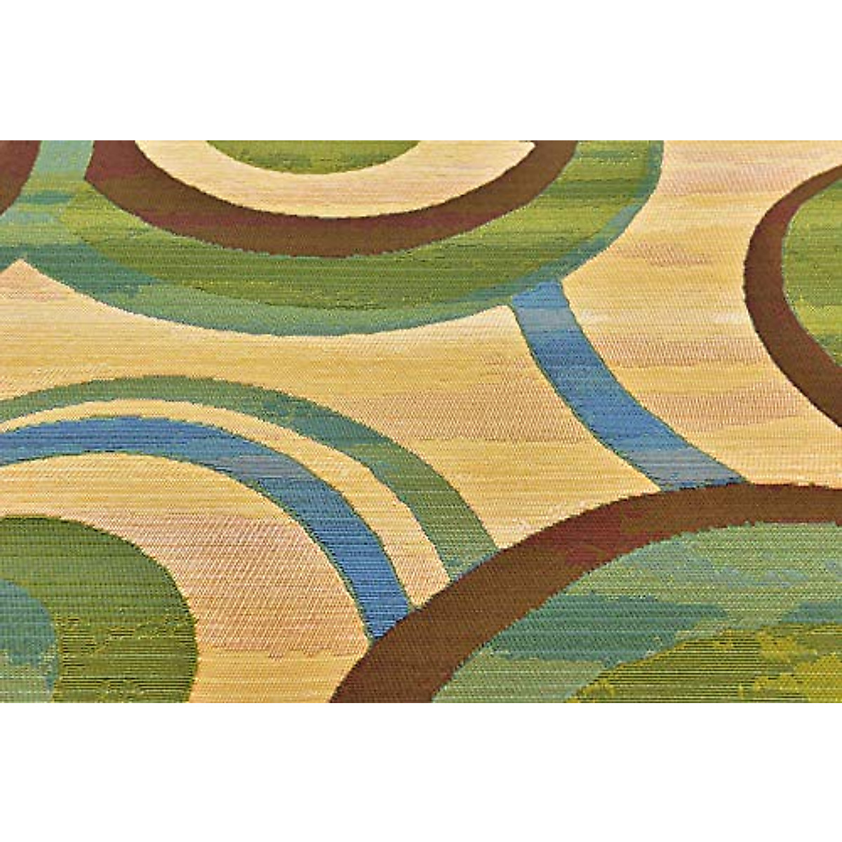 Unique Loom Modern Collection Contemporary, Circles, Abstract, Bright Colors, Indoor and Outdoor Area Rug, 5' 3" x 8' 0", Beige/Green