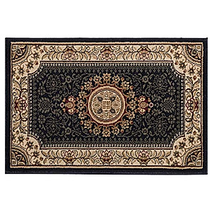 Jayden Traditional Oriental Black Scatter Mat Rug, 2' x 3'