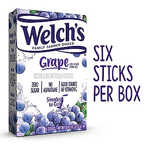 Welch's Singles To Go Water Drink Mix - Grape Powder Stick Packets (12 Boxes with 6 Packets Each - 72 Total Servings)