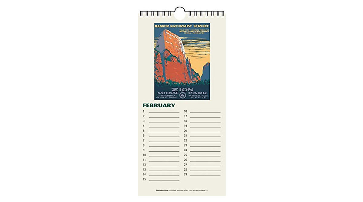 National Parks Perpetual Calendar with WPA Poster Art - Vintage Wall Decor