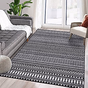 RUGSREAL Machine Washable Bohemian Area Rug Moroccan Stain Resistant Rug Geometric Non-Slip Area Rug for Living Room Bedroom Home Office, 5' x 7'