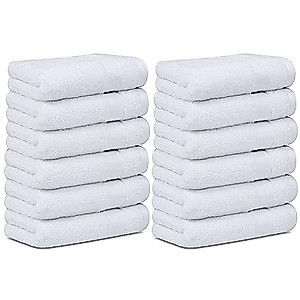 Resort Collection Soft Washcloth Face & Body Towel Set | 12x12 Luxury Hotel Plush & Absorbent Cotton Washclothes [12 Pack, White]