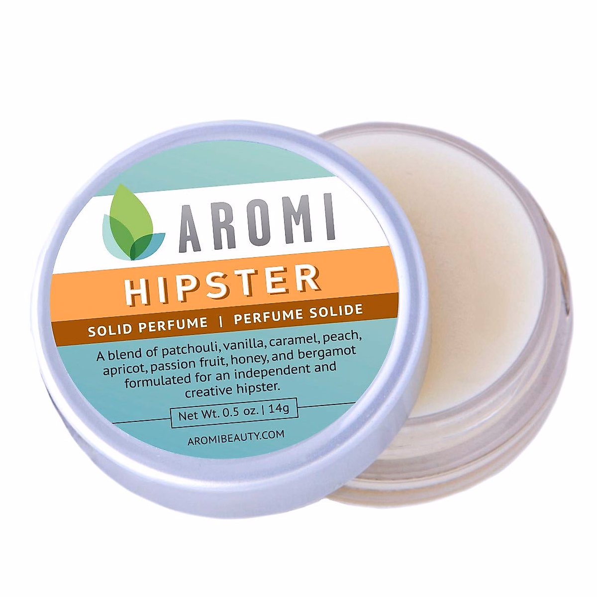 Aromi Hipster Solid Perfume | Earthy, Fruity Fragrance, Vegan, Cruelty-free, Patchouli, Vanilla, Peach Scent, Wax, Travel, Women's Gift, Handmade (Hipster)