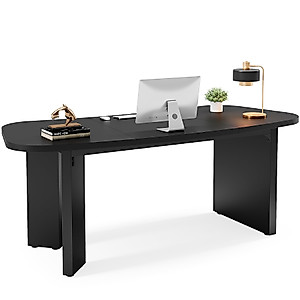 Tribesigns 70.8" Executive Desk, Large Computer Office Desk Workstation, Modern Simple Business Writing Table for Home Office with Sturdy Legs, Black