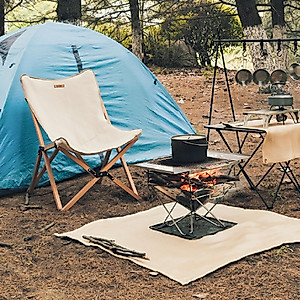 JEELAD Fireproof Mat Fire Pit Ember Mat Fire Blanket Under Grill for Outdoor Grill Firepit Grass Patio Lawn Campsite BBQ Floor (S - 19.7" x 19.7", Beige)