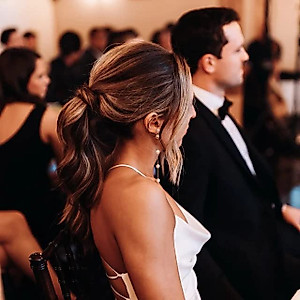 925 Sterling Silver Clip On Earrings Pearl Ball Drop Long Chain Earrings for Women Wedding Bridal Earrings for Brides