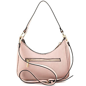 Vegan Leather 2 Way Medium Classic Retro Shoulder Bag Crossbody Purse Wallet Set (Khaki)