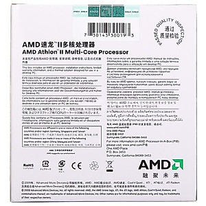 AMD Athlon II X2 270 Regor 3.4 GHz 2x1 MB L2 Cache Socket AM3 65W Dual-Core Desktop Processor - Retail ADX270OCGMBOX