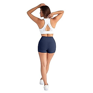 CHRLEISURE Spandex Yoga Biker Shorts with Pockets for Women, 3'' / 5'' / 8'' Workout Booty Shorts(3'' Black,Gray,Navy,Burgundy, S)