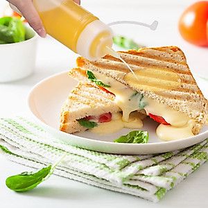 6 Pieces Smile Faces Squeeze Bottles, Condiment Sauces Squeeze Bottles, Ketchup and Mustard Dispenser for Hot Dog Party Mayo Dressing Red Yellow and White, 12 oz