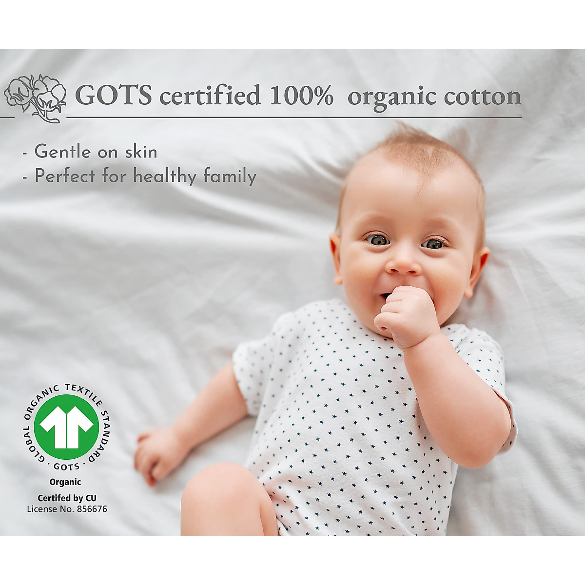 100% Organic Cotton Crib Sheets for Boys or Girls, Set of 2 Fitted Sheets, Cooling & Softest Baby Crib Sheets for Girl, Crib Mattress Sheet or Toddler Bed Sheets, Percale (Dark Gray)