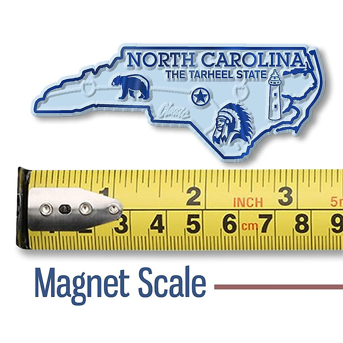 North Carolina Small State Magnet by Classic Magnets, 3.3" x 1.3", Collectible Souvenirs Made in The USA