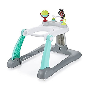 Kolcraft Tiny Steps 2-in-1 Infant and Baby Activity Baby Push Walker Foldable with Wheels, Seated or Walk-Behind for Baby Girl or Boy - Bubbles