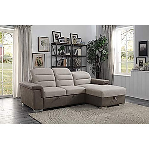 Lexicon Otis Living Room Sectional Sofa Sleeper with Storage, Two-Tone
