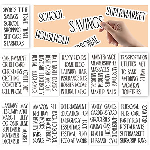 100 Cash Envelope Sticker Labels - Black Vinyl Decals for Finance Planner, Budget Stickers for Cash Envelope System Wallet & A6 Binder, Clear Labels Money Sticker for Budget Envelopes Coupon Organizer