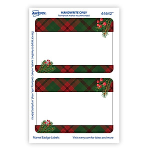 Festive Avery Plaid Name Tags for Holiday Events