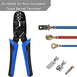 Qibaok Open Barrel Terminal Crimper Plier Tool for Molex Style DELPHI AMP TYCO Crimping Terminals 24-14 AWG