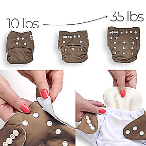 Nora's Nursery Cloth Pocket Diapers 4 Pack with 4 Inserts - Waterproof Cover, Washable, Reusable & One Size Adjustable Pocket Diapers for Newborns and Toddlers - Mama Bear