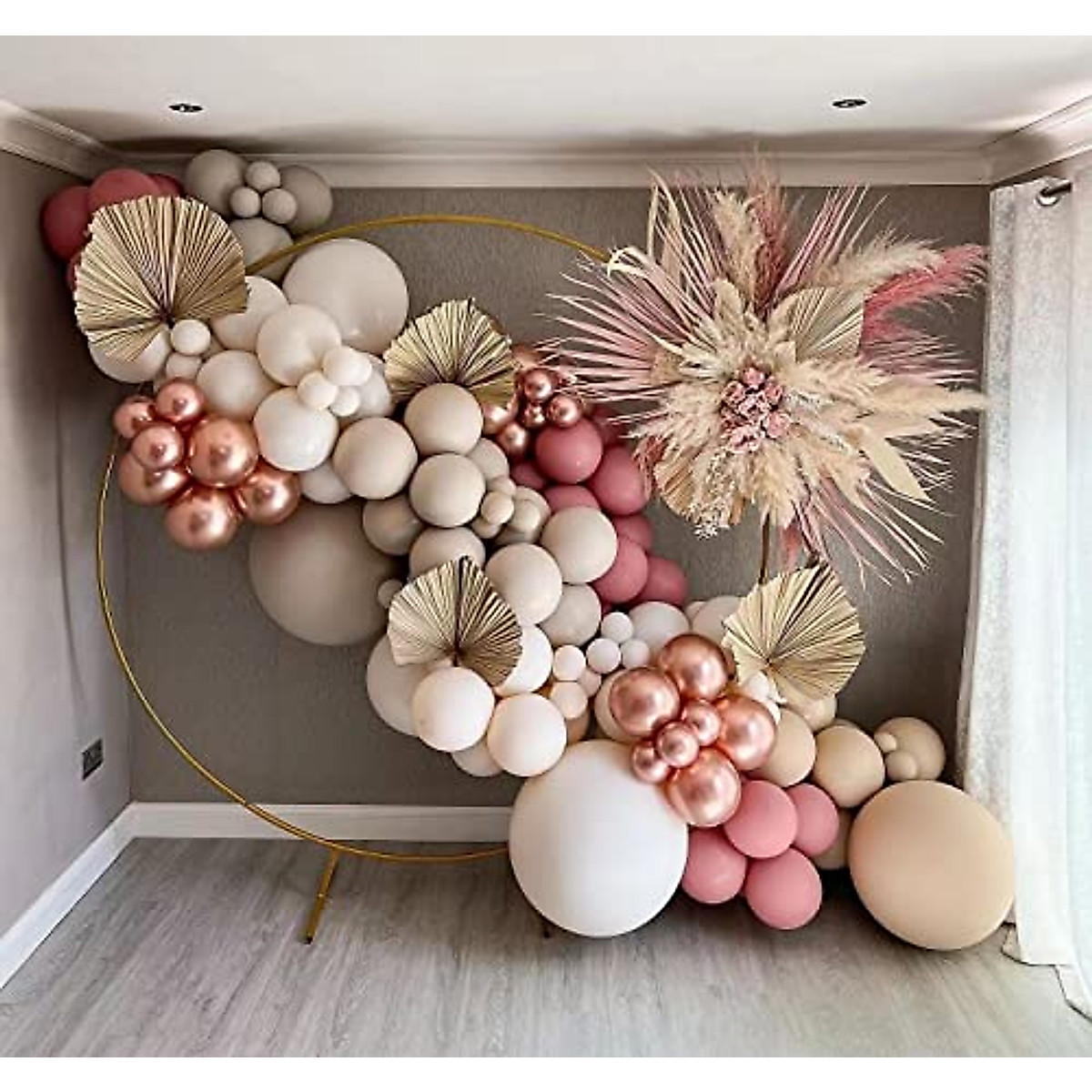 Holipardy 146pcs Balloon Arch Garland Kit Double-Stuffed Dusty Pink Cream Peach Chrome Rose Gold Balloons for Baby Shower,Engagement,Kids Adult Birthdays Weddings Receptions Decoration