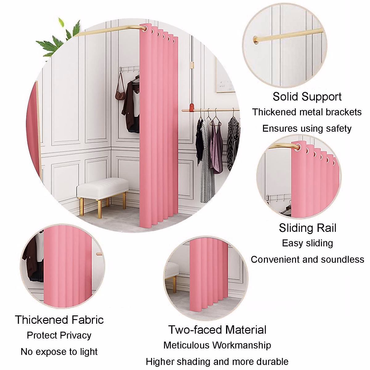 FWTXZTER Double Fitting Room for Two, F-Shape Changing Rooms Divider with 3 Shading Curtains Privacy Protection Dressing Room for Boutiques, Clothing Store Corner Changing Room (Light Gray)