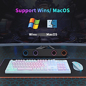 chuangquan CQ104 Mechanical Feeling Keyboard Rainbow LED Backlit USB Wired Floating Gaming Keyboard for Windows PC Laptop