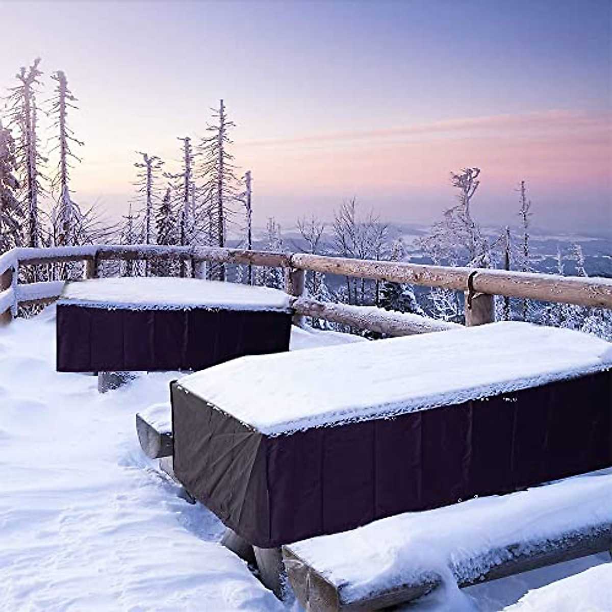 Patio Furniture Cover Waterproof Outdoor Furniture Cover for Patio Table and Chair, Heavy Duty Rectangular Patio Furniture Set Cover for Snow Protection Silver (120x120x74cm)