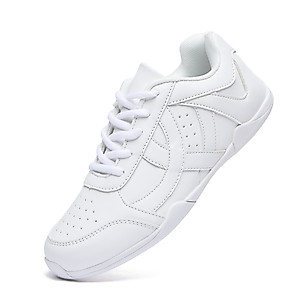 Danzcue Womens Girls Cheer Shoes White, Cheerleading Athletic Shoes, 8M
