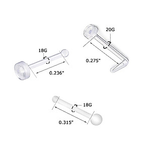 JFORYOU 18-20G Clear Acrylic Nose Ring Bioflex Stud Retainer Nose Piercing Body Jewelry for Men Women