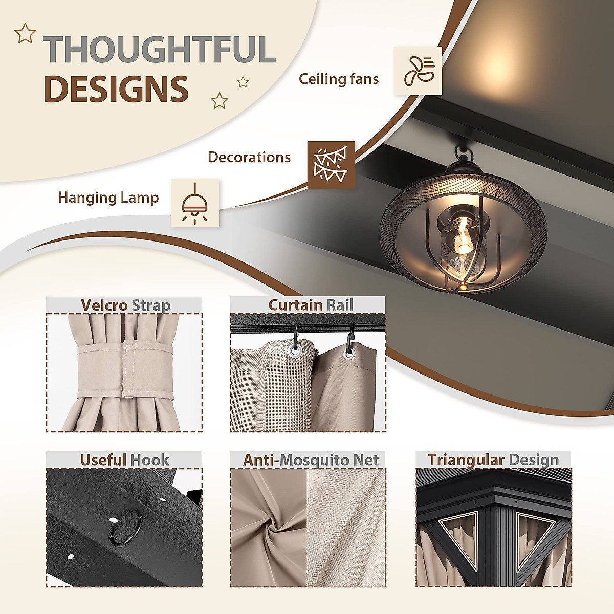 Flamaker Hardtop Gazebo Aluminum Frame Outdoor Gazebo with Privacy Curtains and Gauze Mesh Sunshade Pavilion Double Roof Canopy for Patio, Lawn, Deck, Poolside (Polyurethane Roof, 10' x 13')