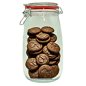 Generic Airtight wide mouth glass jar with lid 51oz 1.5 liter set of 2. Clear Glass Kitchen, Pantry Organizer. Keep your food, grains coffee, tea, cookies and candies dry, fresh. (Oval PC11002-C)