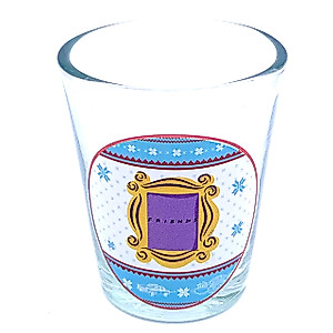 Friends The Television Series Set Of Four Shot Glasses! Featuring The Holiday Armadillo, The Thanksgiving Turkey, Central Perk Logo And Infamous Picture Frame! Fiends TV Show Inspired Glassware Set!