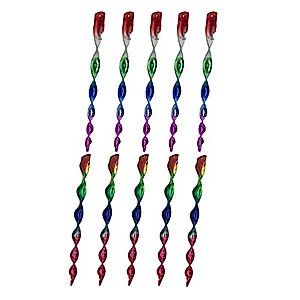 YARDWE 10pcs Bird Rods Gradient Colored Wind Hanging Reflective Scare Spiral Rods Keep Birds Away from Garden House Farm