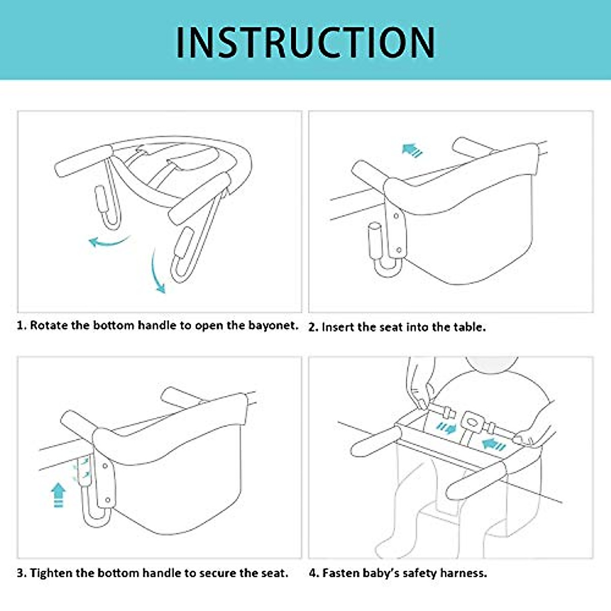 Foho Hook On Chair, Clip on Table High Load Design Fold Flat Storage Attachable High Chair with Storage Bag, Safe Fast Table Chair for Babies and Toddlers (Grey)