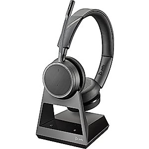 Plantronics - Voyager 4210 Office with Two-Way Base USB-A (Poly) - Bluetooth Single-Ear (Monaural) Headset - Connect to PC, Mac, & Desk Phone-Noise Canceling-Works with Teams, Zoom & more