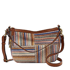 Fossil Women's Jolie Fabric Crossbody Purse Handbag, Colorful Stripes (Model: ZB1736875)