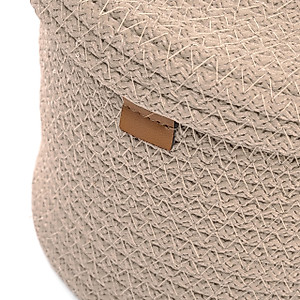 Tonestone Handmade Multipurpose Rope Braided Organizer Basket with Lid for Jewelry, Shawl, Belt, Buckle, Cotton, Cable, Key 4 colors (Beige)