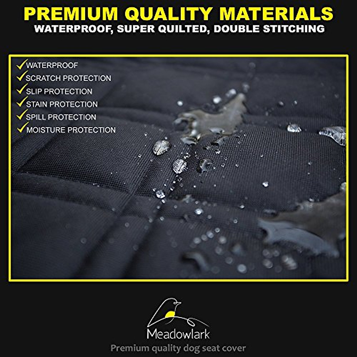 Meadowlark XL Premium Hammock Dog Car Seat Cover Back Seat, Dog Cover Car Seat Protector, Non-Slip, Dog Stuff, Anti Shock, Water Repellant, Pet Car Seat Cover for Dogs w/Seat Belt & 2 Headrest Covers