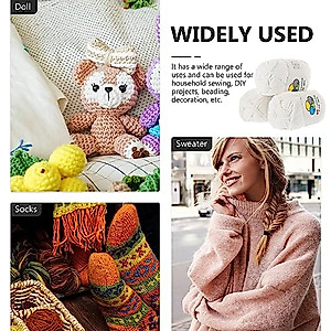 Sewroro 3 Rolls Knitting Yarn Cotton Yarn for Crocheting Cotton Heather Yarn Blanket Yarn Wool Round Rope Threads Balls Purse Yarn Pastel Yarn Sewing Thread Wool Yarn White Cream Baby Bulk