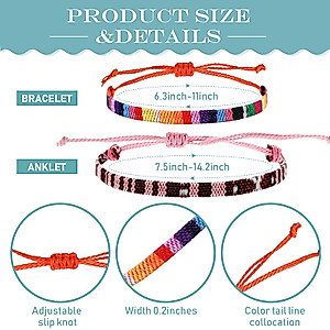 16 Pcs Boho Surfer Ankle Bracelet Set Surfer Bracelet Adjustable Waterproof Ethnic Bracelet Unisex Handmade Braided Bracelets Beach Colorful Thin String Rope Jewelry Festival Clothes Accessories
