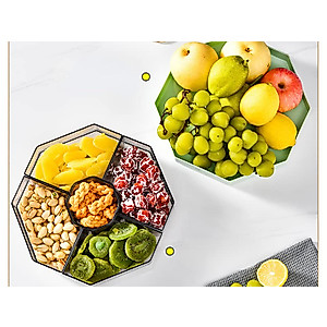 Easy Essentials Food Storage Container Bins, Divided Lazy Susans Turntable Organizer Bins Appetizer Tray, Round Reusable Snack Containers for Compartment Round Plastic Food Storage (Green)