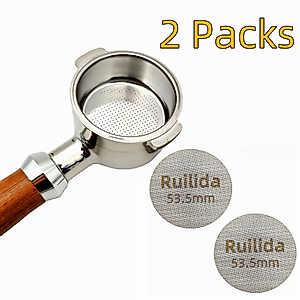 Ruilida 2 Packs Espresso Puck Screen 53.5mm, Reusable 1.7mm Thickness 150μm 316 Stainless Steel Professional Barista Coffee Filter Mesh Plate for Espresso Portafilter Filter Basket 53.3-54mm breville