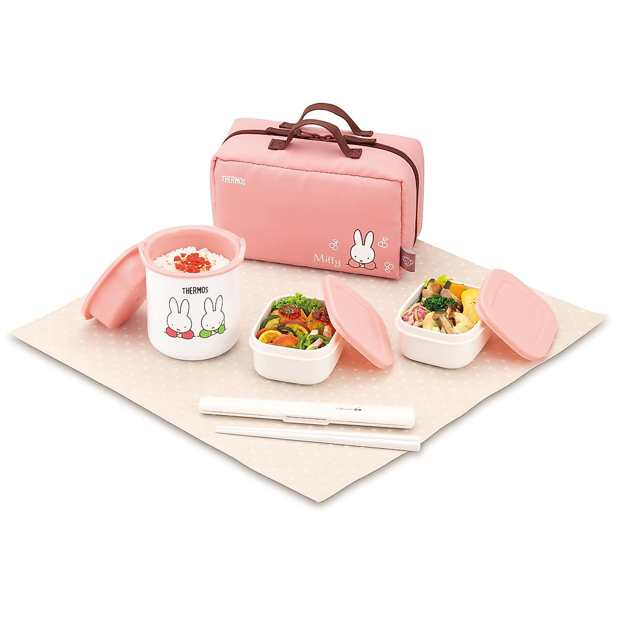 Thermos DBQ-255B LP Insulated Lunch Box, Approx. 0.6 Cups, Miffy Light Pink