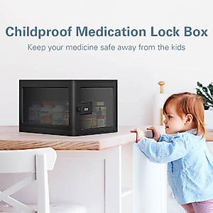 Lock Box for Safe Medicine Storage, Lockable Storage Box Medicine Lock Box, Lock Boxes for Personal Items, Safe Box with Lock Refrigerator Lock Box, Combination Lock Box with Code, Black