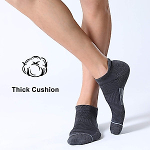 FITRELL 6 Pack Men's Ankle Running Socks Low Cut Cushioned Athletic Sports Socks, Shoe Size 12-15, Dark Gray+Gray
