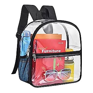 Paxiland Clear Backpack Stadium Approved 12×12×6, Clear Backpack Heavy Duty with Wider Shoulder Straps, Clear Mini Backpack for Concert Sport Events Work Travel School