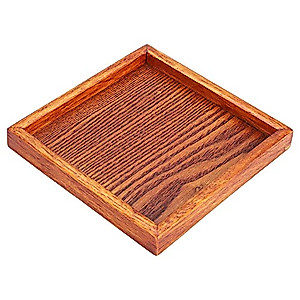 Tea Tray Wood Small Portable Square Shape Solid Wood Tea Coffee Snack Food Dinning Serving Tray Plate(12.5 x 12.5 x 2cm / 4.92 x 4.92 x 0.78 inch)