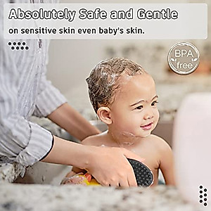 FREATECH Silicone Body Scrubber and Shampoo Brush Set, Black