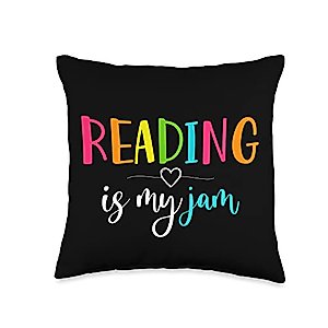 Reading Is My Jam Funny Back To School ELA Teacher Jam Read Back to School ELA Teacher Throw Pillow, 16x16, Multicolor